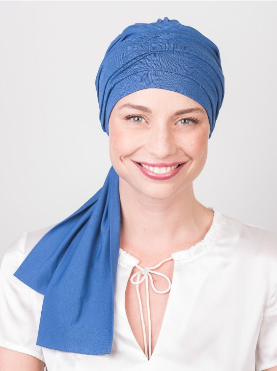 Blue Chemo Scarf – Elegant, Comfortable & Easy to Tie
