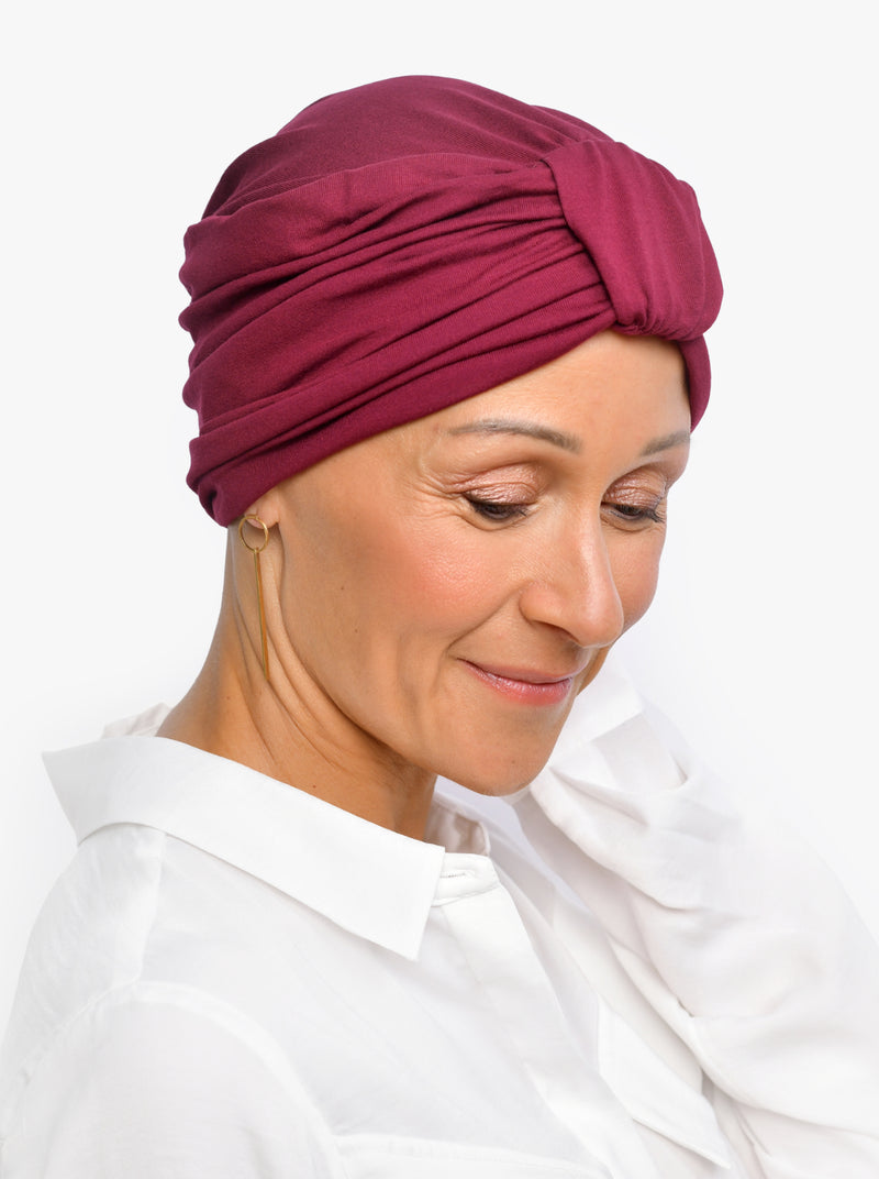 Burgundy Cancer Turban | Chemo or Alopecia Hair loss